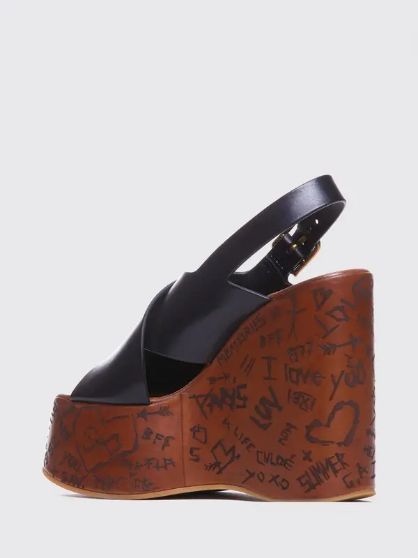 Chloé Wedge Sandals - Black