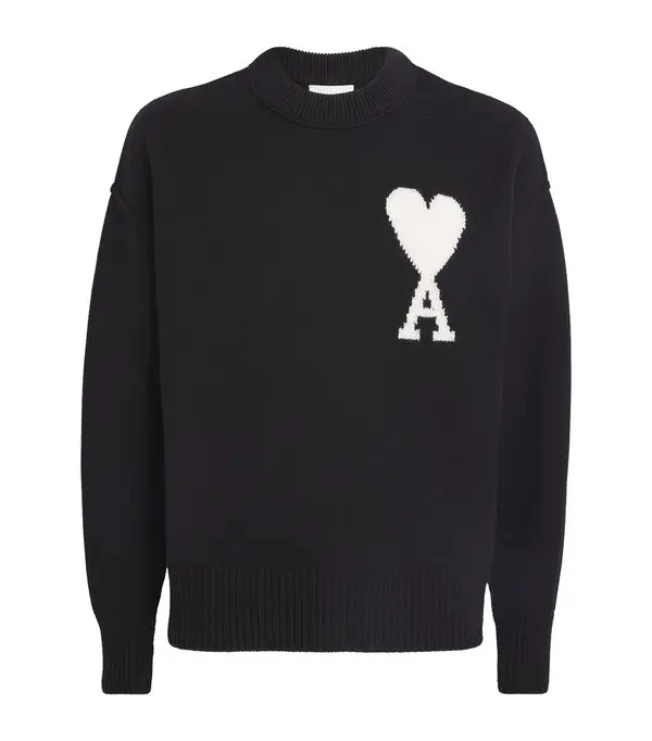 AMI Paris Virgin Wool Logo Sweater - Black
