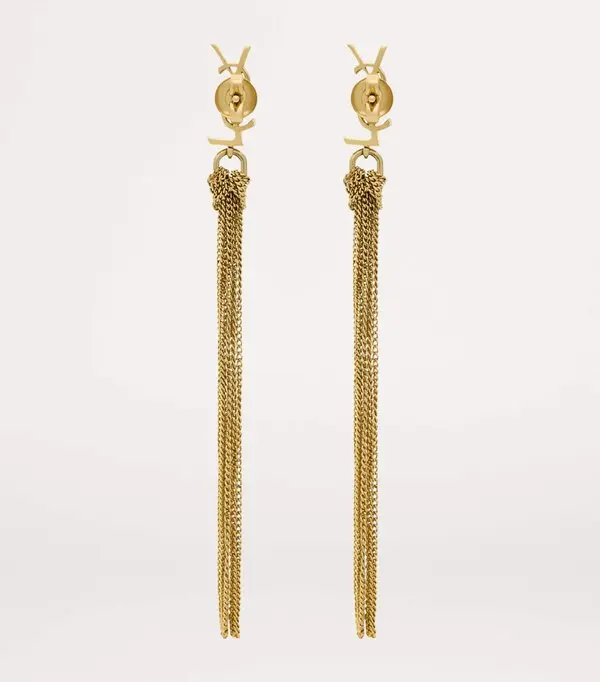 Saint Laurent Cassandre Tassel Pendant Earrings - Metallic
