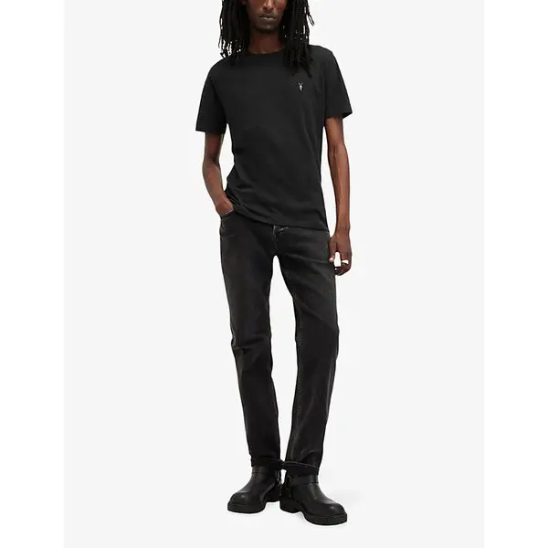 ALLSAINTS Brace Logo-embroidered Pack Of Three Cotton-jersey T-shirts - Black