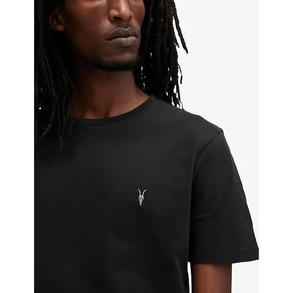 ALLSAINTS Brace Logo-embroidered Pack Of Three Cotton-jersey T-shirts - Black