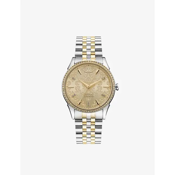 VIVIENNE WESTWOOD Stainless Steel And Crystal Quartz Watch - Champange