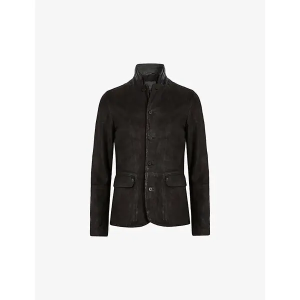 ALLSAINTS Survey Double-layered Leather Blazer - Anthracite Gre