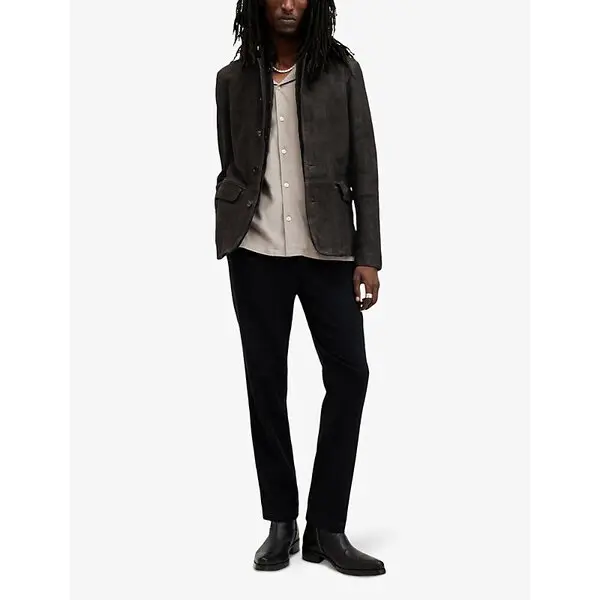 ALLSAINTS Survey Double-layered Leather Blazer - Anthracite Gre
