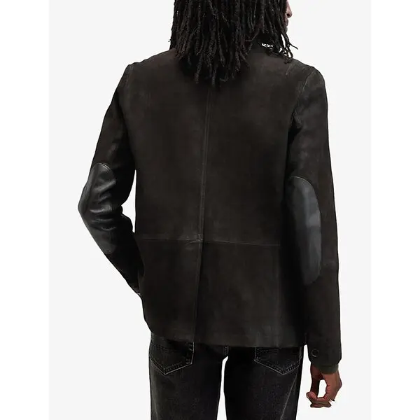 ALLSAINTS Survey Double-layered Leather Blazer - Anthracite Gre