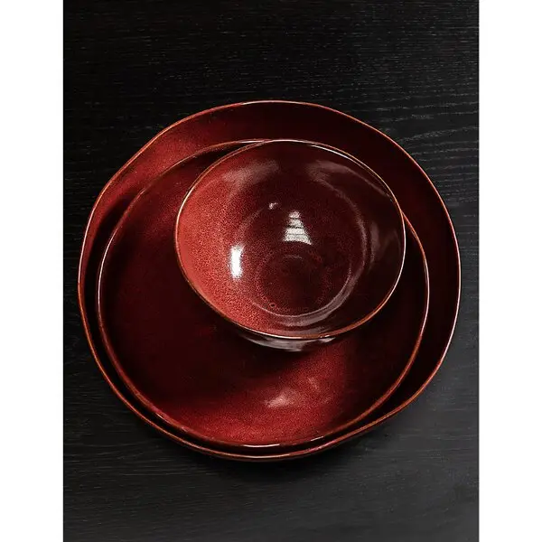 SERAX La Mère Irregular Small Stoneware Plate 18cm - Red