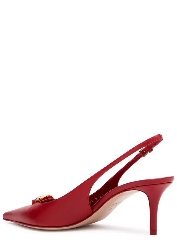 Valentino Garavani 60 Vlogo Leather Slingback Pumps - Red