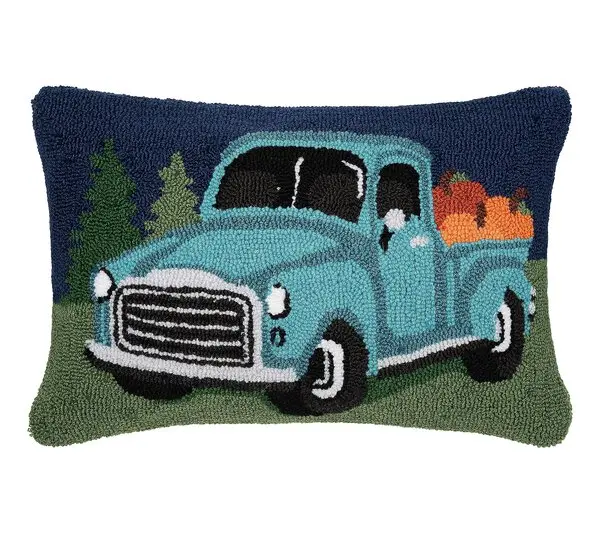 VALERIE PARR HILL Pumpkin Truck Hooked Pillow Valerie - One-color