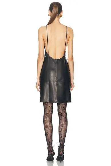 Saint Laurent Leather Mini Dress - Noir