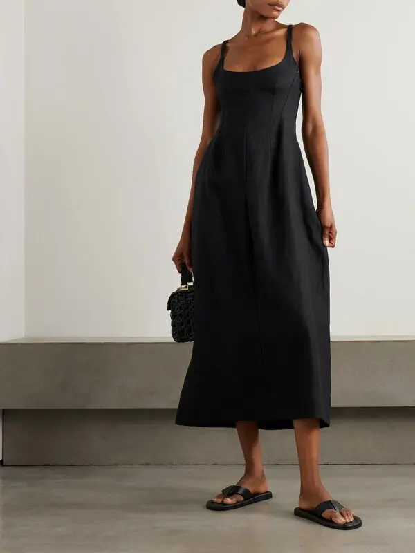 knee length dresses for ladies Ostano Midi Dress Black main image 1