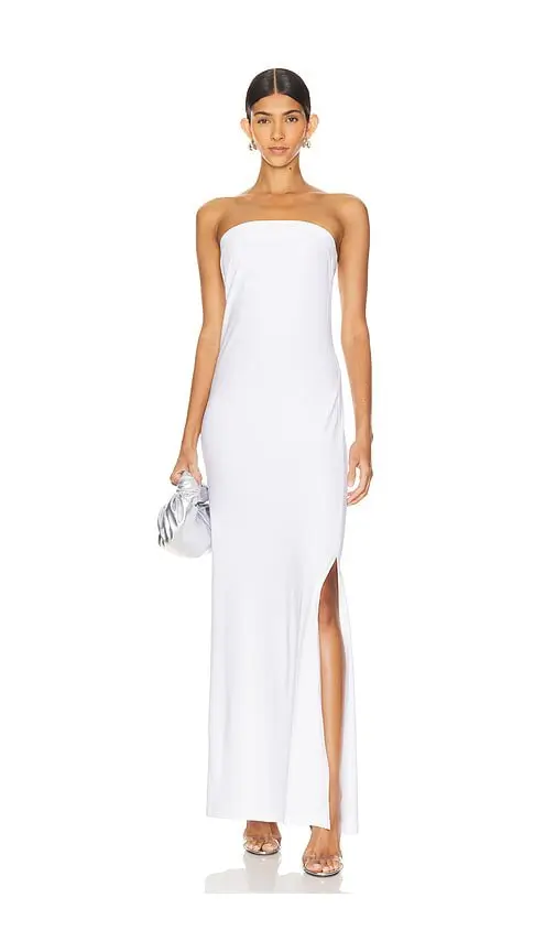 Norma Kamali Strapless Gown With Side Slit - White