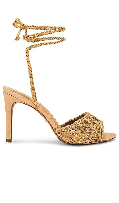 Raye Paulo Braided Rope Ankle Wrap Stiletto Sandals