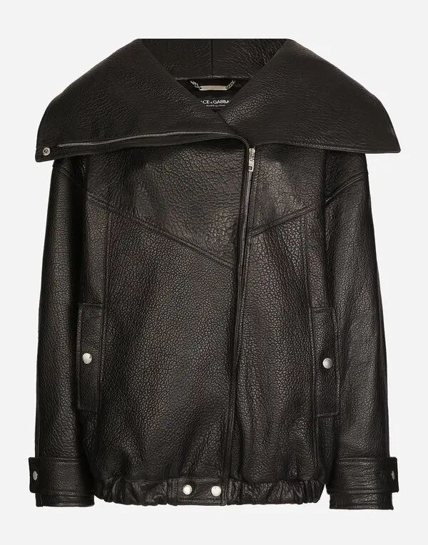 Dolce & Gabbana Oversize Vegetable-tanned Lambskin Biker Jacket