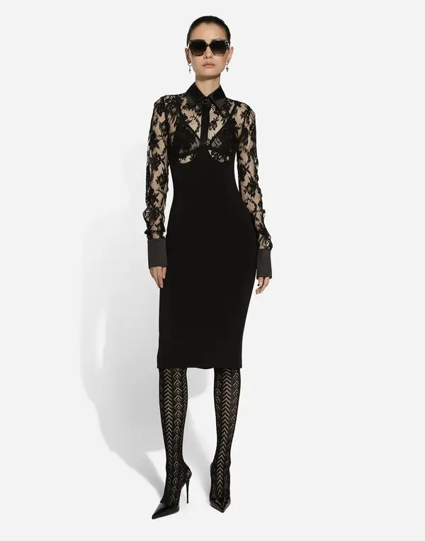 Dolce & Gabbana Jersey And Lace Dress With Corset