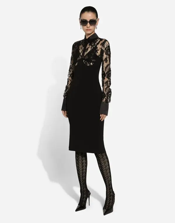 Dolce & Gabbana Jersey And Lace Dress With Corset