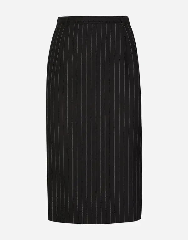 Dolce & Gabbana Pinstripe Wool Calf-length Skirt