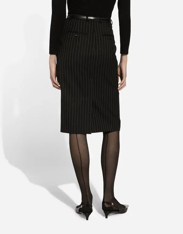 Dolce & Gabbana Pinstripe Wool Calf-length Skirt