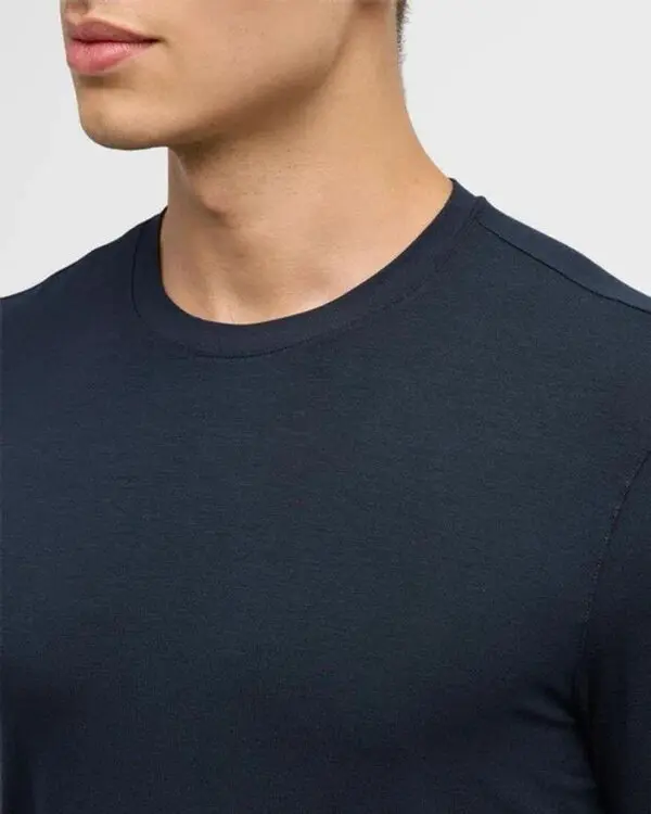 Giorgio Armani Apos;s Cotton Long-sleeve Crewneck T-shirt - Navy
