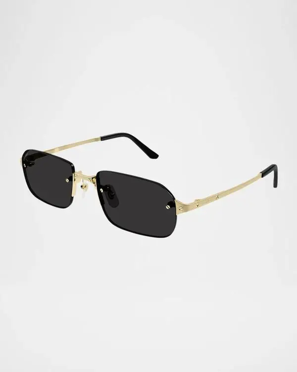 Cartier Metal Rimless Rectangle Sunglasses - Grey