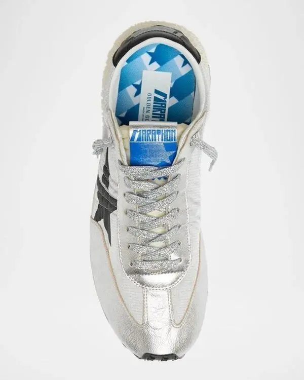 GOLDEN GOOSE Marathon Low-top Sneakers - Silver Black