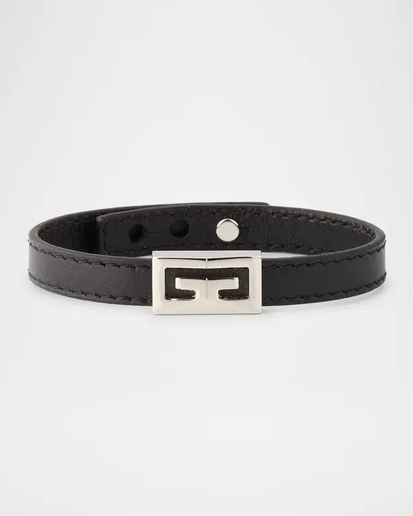 Givenchy 2g Leather Bracelet - Black And Silver