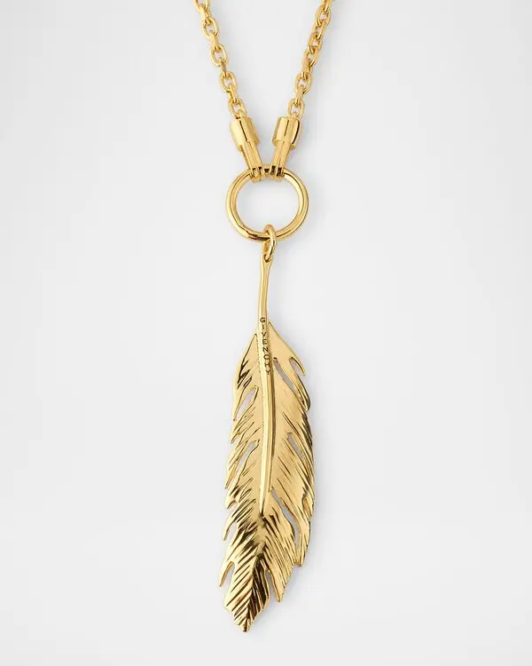 Givenchy Gold-tone Feather Pendant Necklace - Golden Yellow