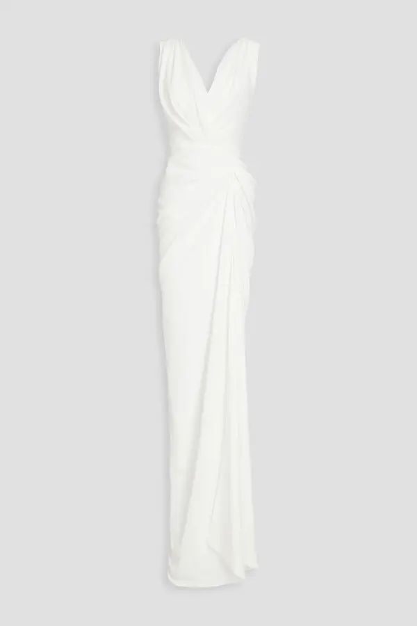 RHEA COSTA Draped Crepe Gown