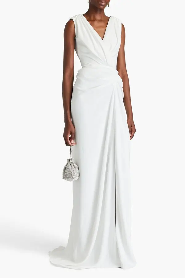 RHEA COSTA Draped Crepe Gown