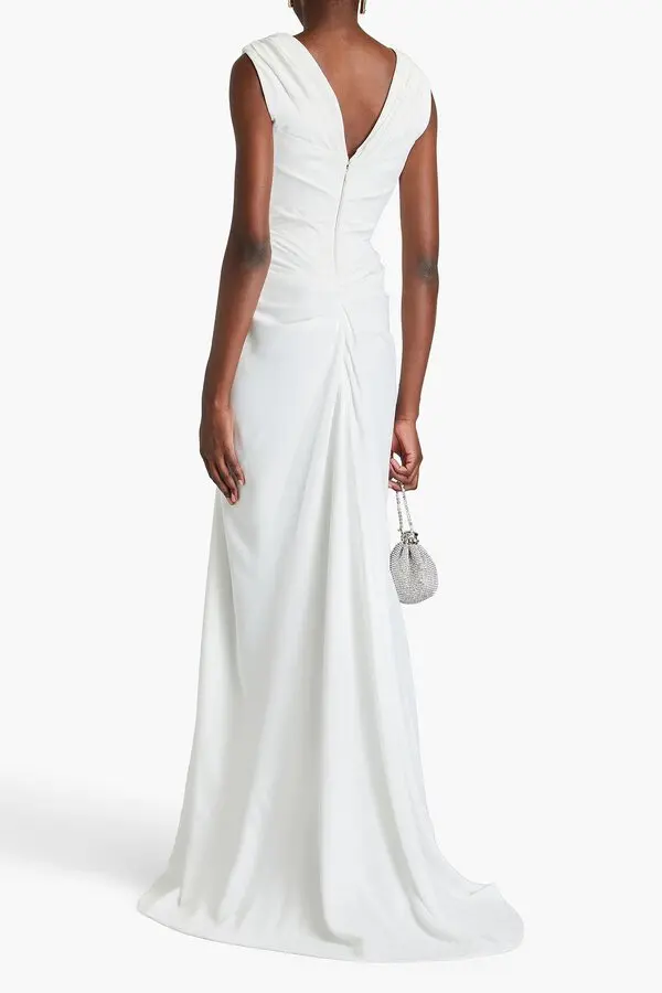 RHEA COSTA Draped Crepe Gown