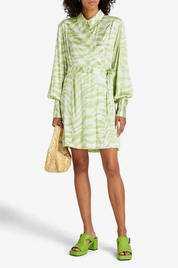 ganni green wrap dress Tuckernuck Green Dupioni Esme Dress Green / XS main image 1