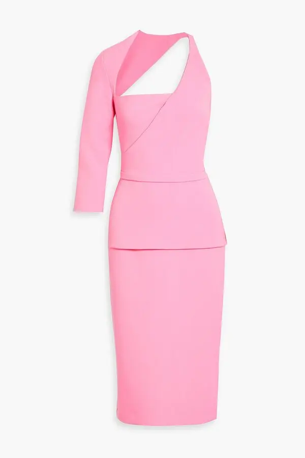 Safiyaa One-Sleeve Cutout Crepe Midi Dress In Pink - 60% Off | Editorialist