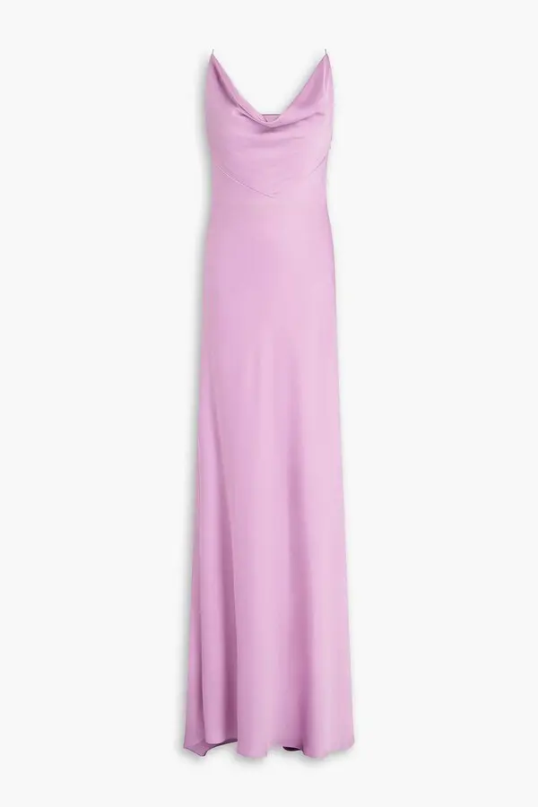 RHEA COSTA Lace-up Draped Gown