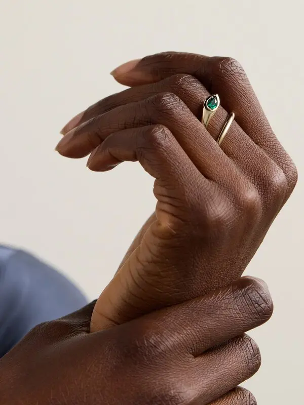 Alison Lou Tear 14-karat Laboratory-grown Emerald Ring