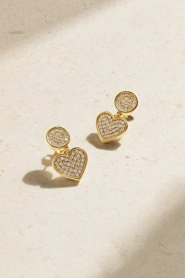 Established 18-karat Diamond Heart Earrings - Gold