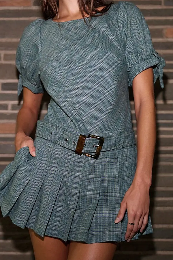 Free People Sevi Plaid Mini Dress In Green Combo - 71% Off | Editorialist