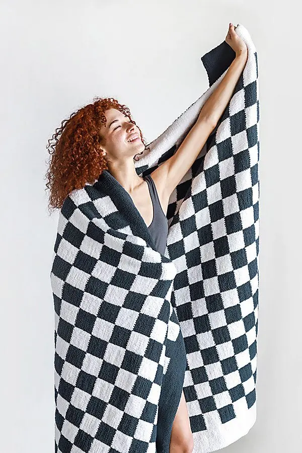 Free People Sunday Citizen Checkerboard Throw - Midnight