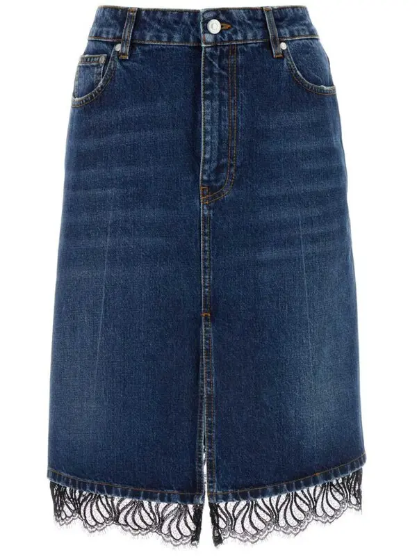Stella McCartney Lace-trim Denim Skirt