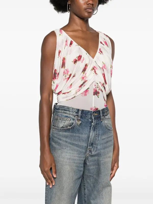 Magda Butrym V-neck Ruched Bodysuit - White