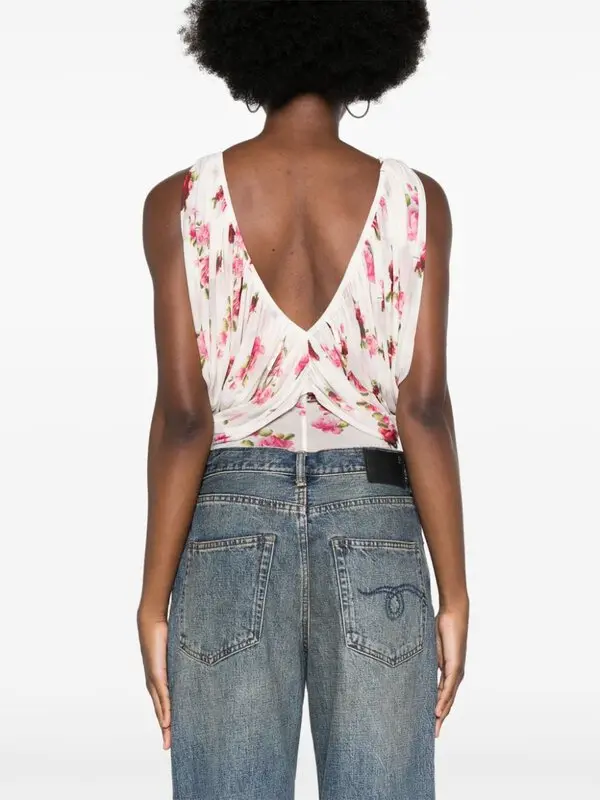 Magda Butrym V-neck Ruched Bodysuit - White