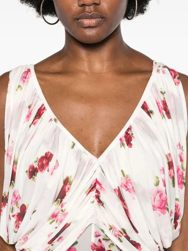Magda Butrym V-neck Ruched Bodysuit - White