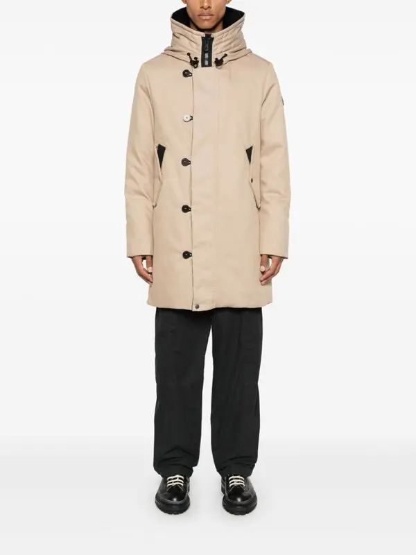 Peuterey Logo-patch Parka Coat - Neutrals