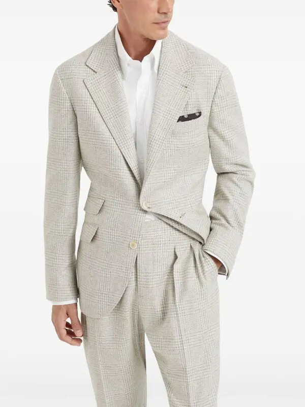 Brunello Cucinelli Check Blazer - Neutrals