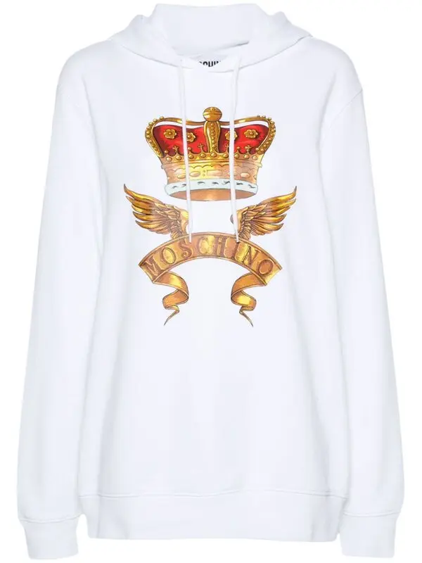 Moschino Crown-print Hoodie - White