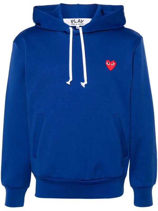 Play Comme Des Garcon Heart-motif Drawstring Hoodie - Blue