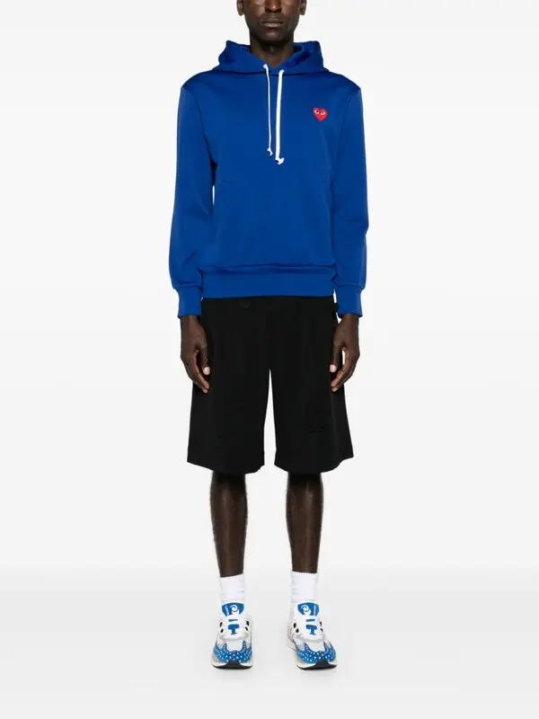 Play Comme Des Garcon Heart-motif Drawstring Hoodie - Blue