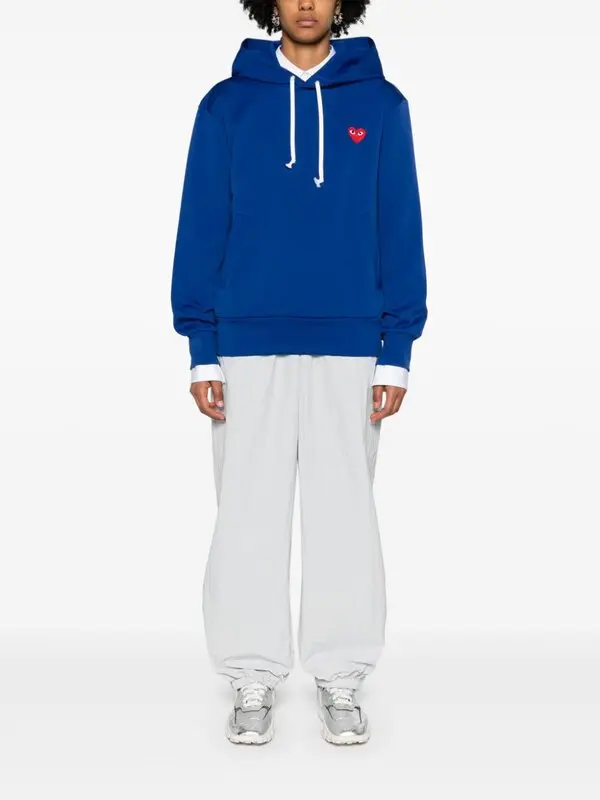 Play Comme Des Garcon Heart-motif Drawstring Hoodie - Blue