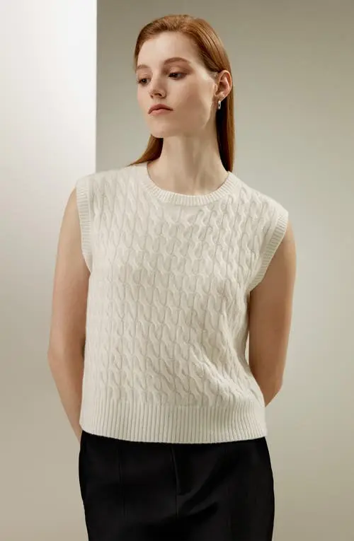 Lilysilk Cashmere Knit Vest - White