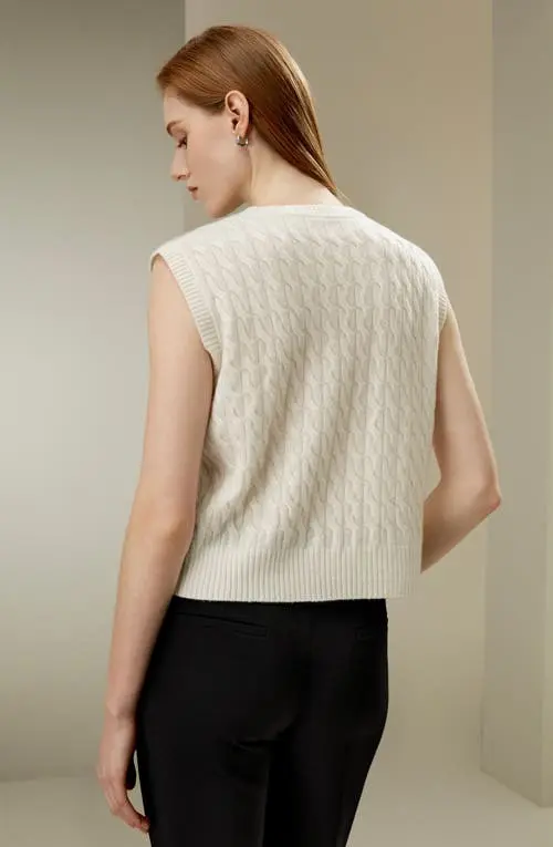 Lilysilk Cashmere Knit Vest - White