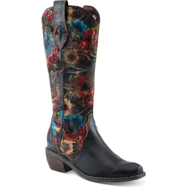 SPRING STEP SHOES Rodeoqueen Knee High Western Boots - Black Multi