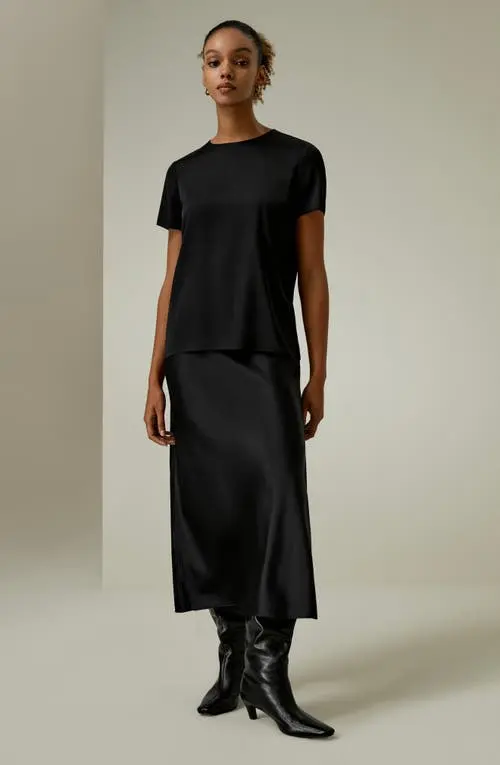Lilysilk 100% Natural Silk Crewneck Short Sleeve T-shirt - Black